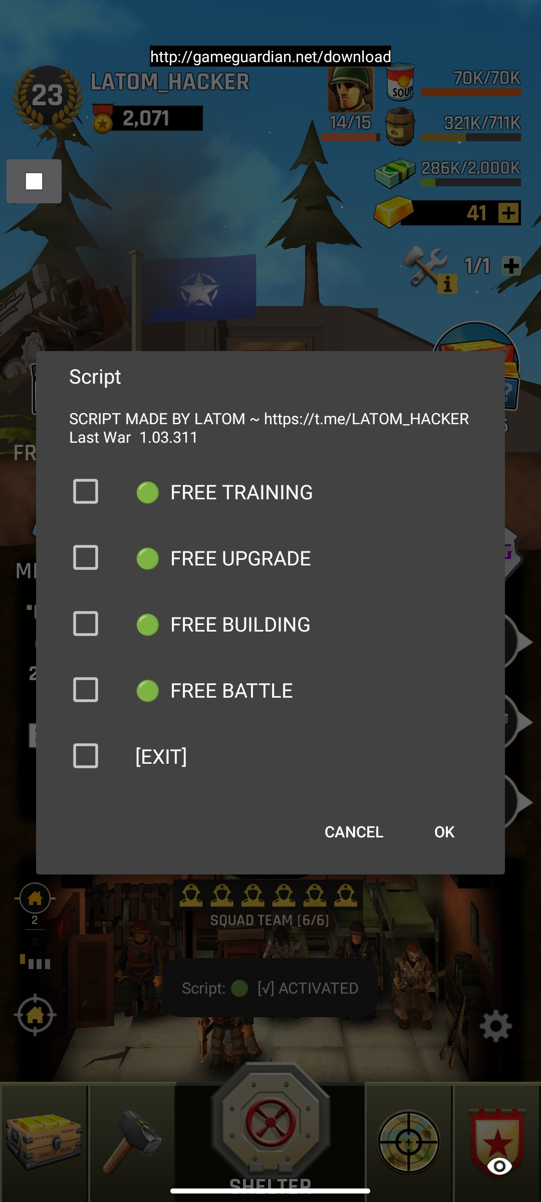Last War: Shelter Heroes. WWII - LUA scripts - GameGuardian